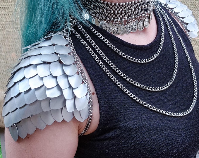 Silver Dragon Goddess | Scale Maille Stainless Steel Shoulder ...