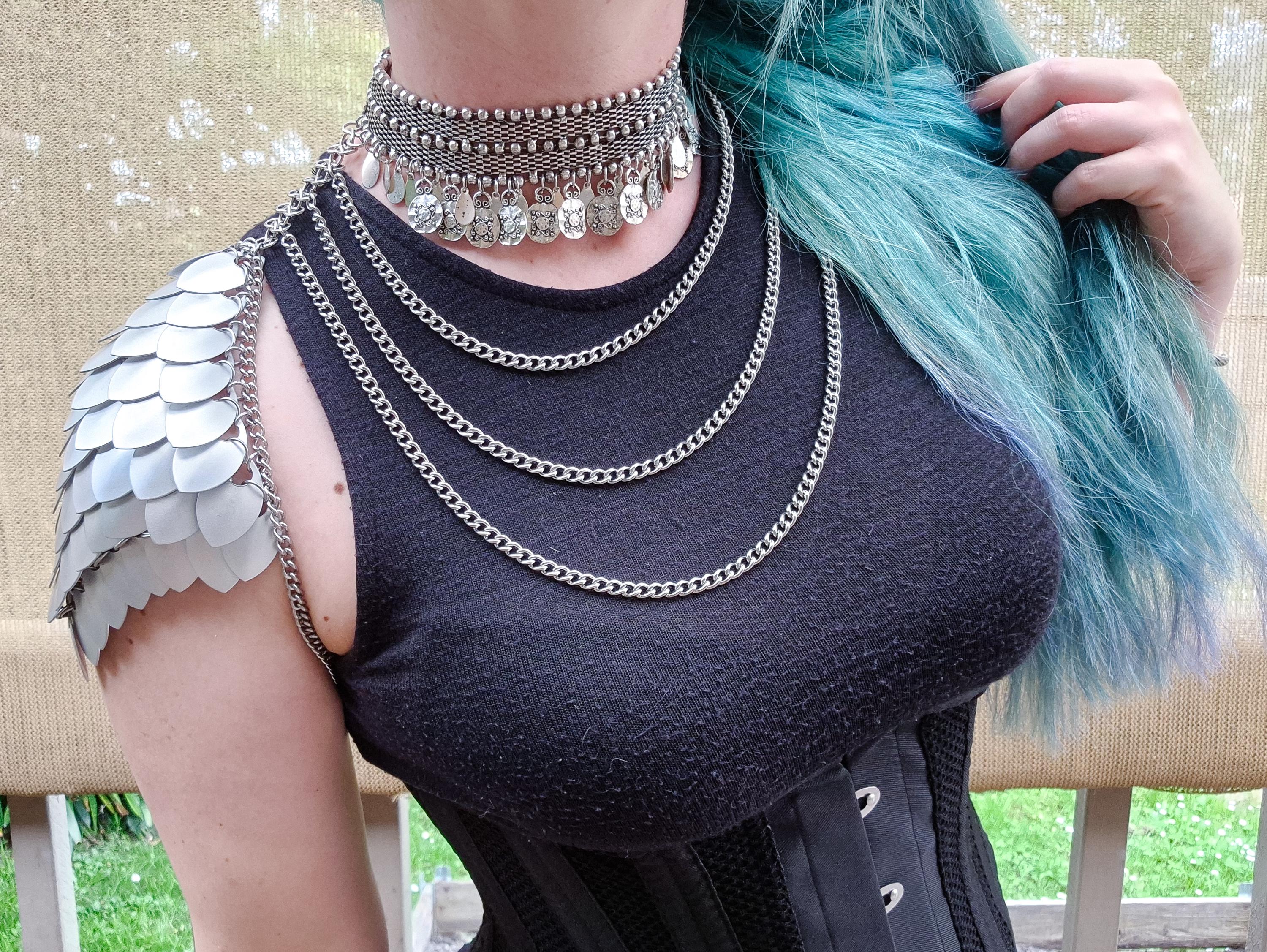 Silver Dragon Goddess Scale Maille Stainless Steel Shoulder Adornments ...