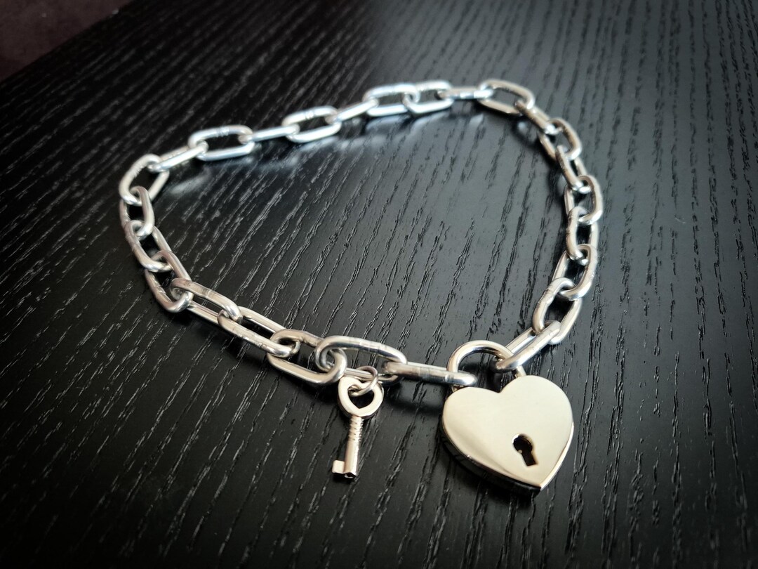 Heart Lock Key Choker: Stainless Steel Chain, Punk Goth Jewelry - Etsy