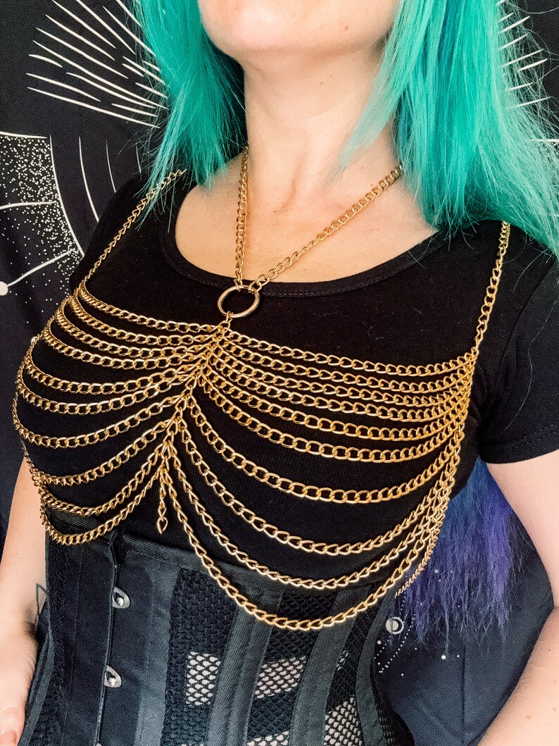 Gold Ribcage Chain Bra Cage Bralette Goth Gothic Alternative Punk ...