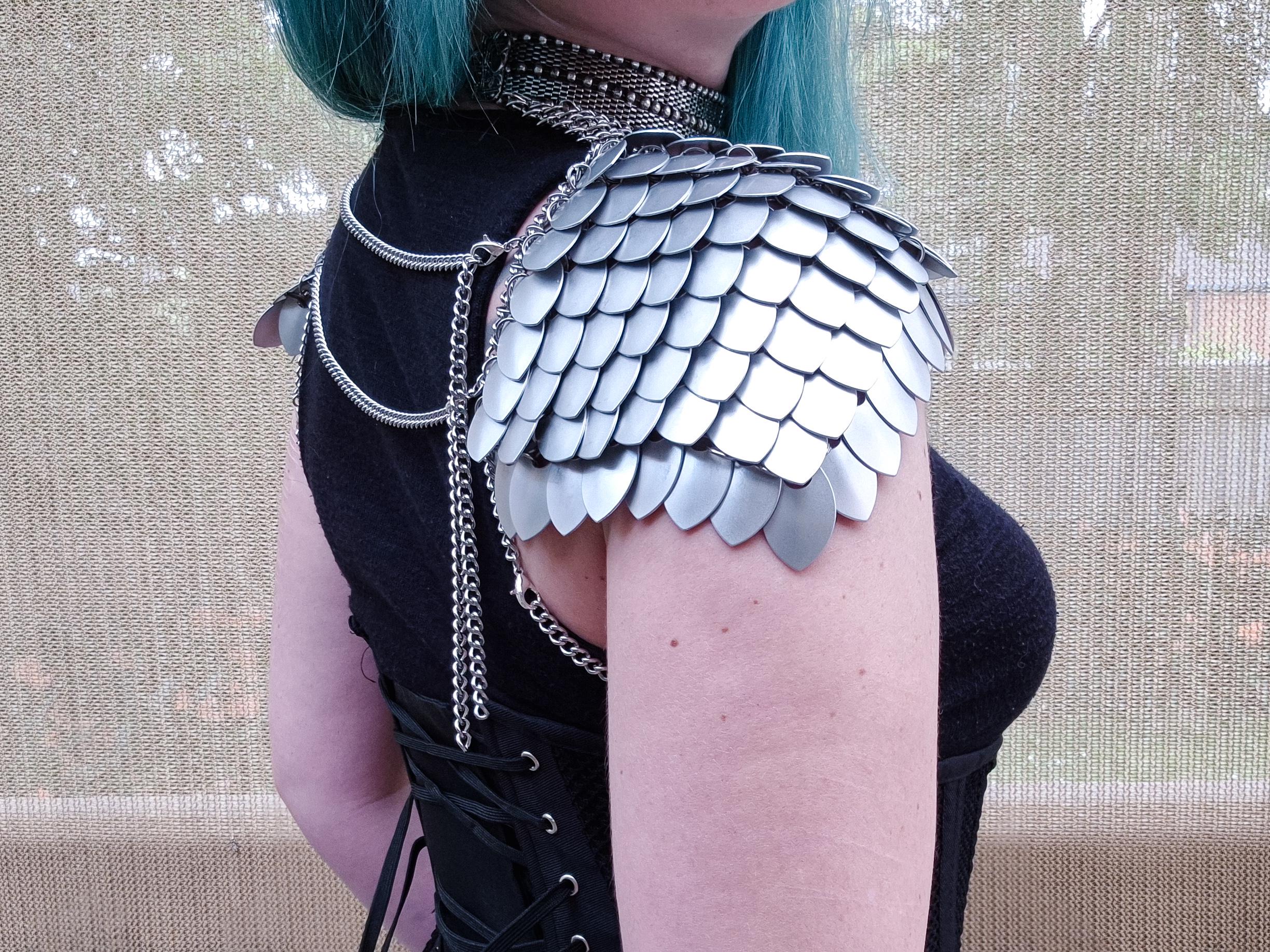 Silver Dragon Goddess Scale Maille Stainless Steel Shoulder Adornments ...