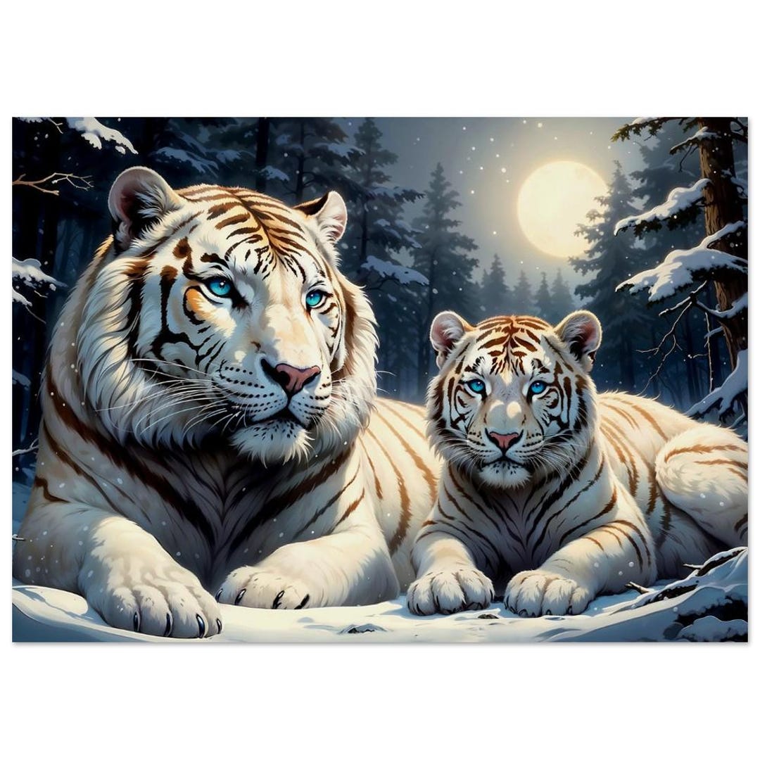 White Tigers Poster, White Tiger Wall Art, White Tiger Home Decor ...
