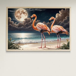 Caribbean Flamingo Poster, Flamingo Wall Art, Flamingo Premium Matte ...