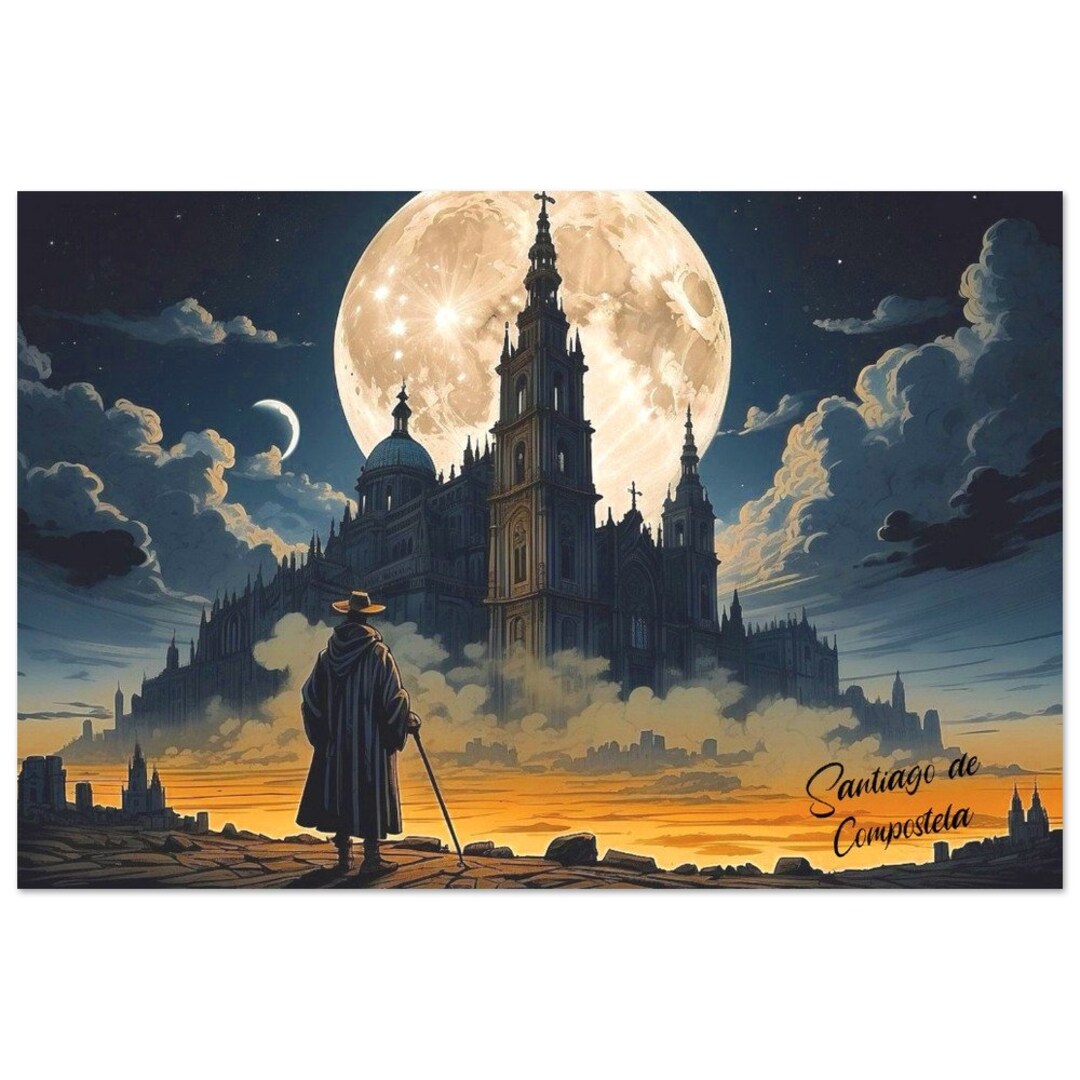 Santiago De Compostela Magical Full Moon Night, Premium Matte Paper ...
