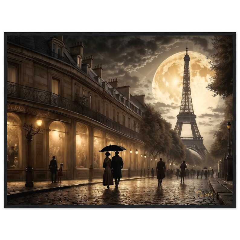 Paris Night Poster: Eiffel Tower Framed Wall Art - Etsy