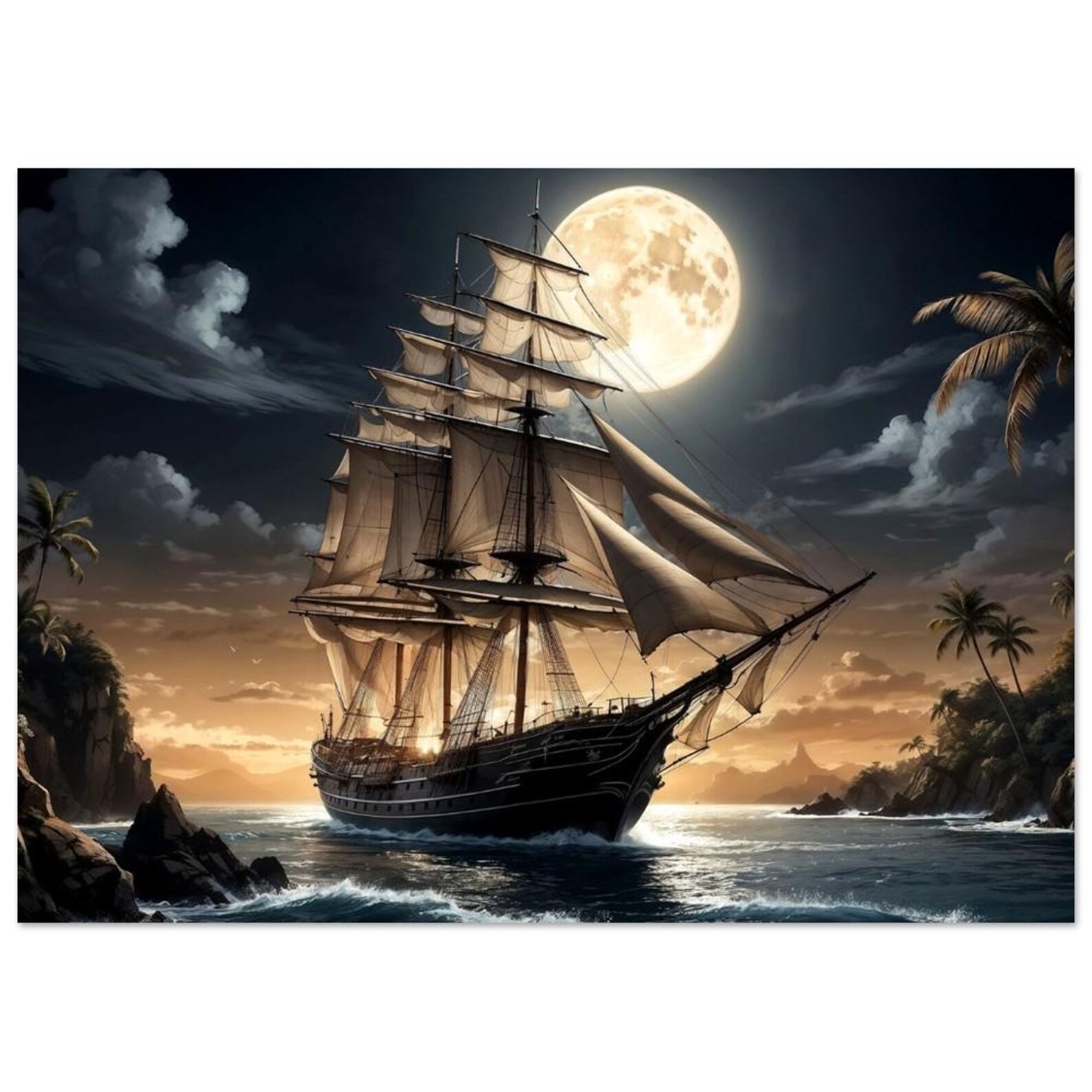 Old Sailing Ship Poster, Old Sailing Ship Wall Decor, Sailing Ship ...