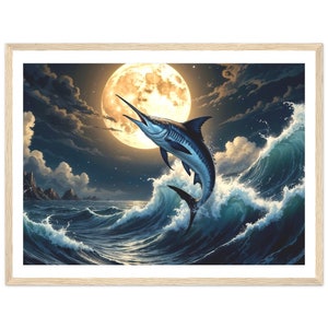 Majestic Marlin Fish Art Decor, Marlin Fish Classic Matte Paper Wooden ...