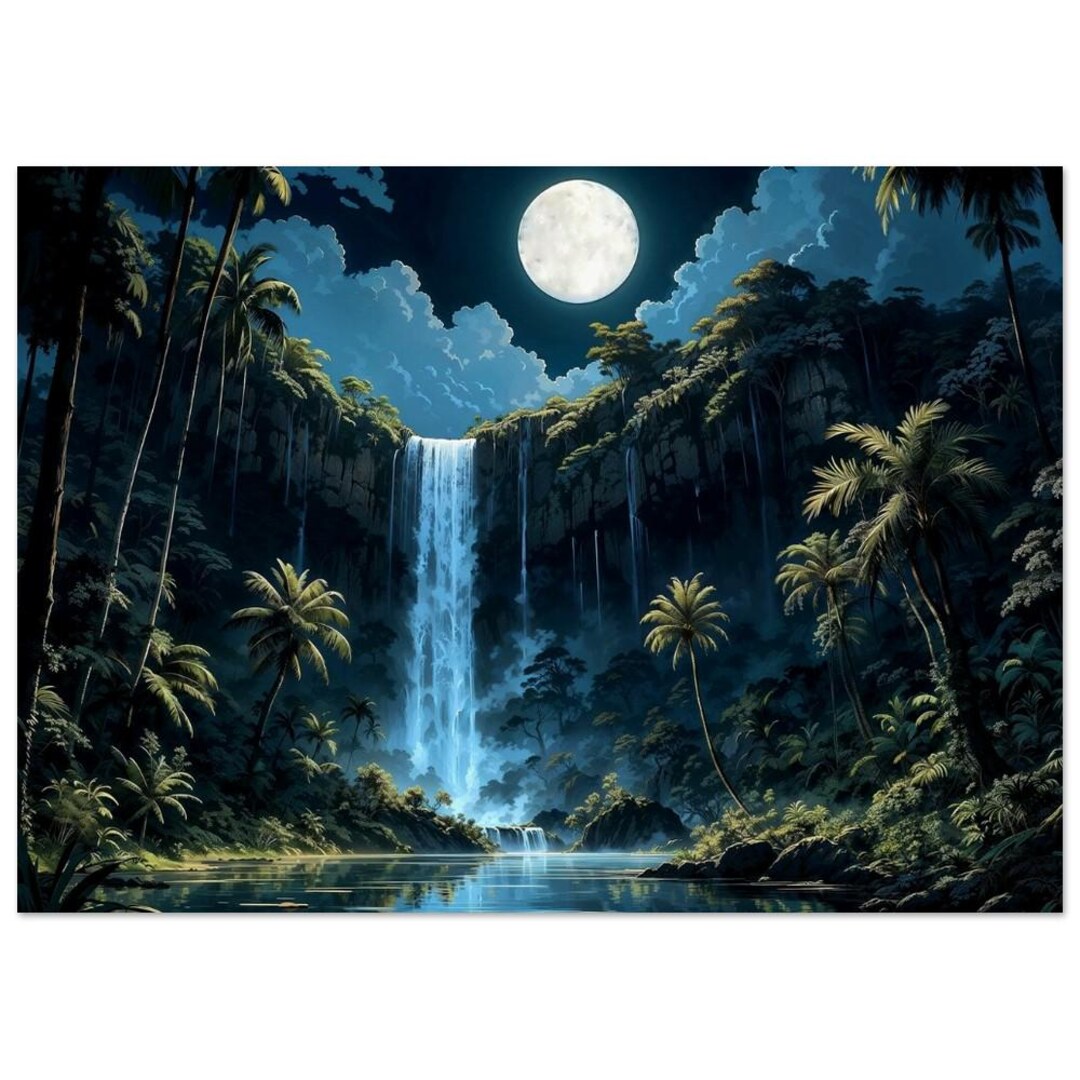 Tropical Forest Falls Poster, Waterfalls Wall Decor, Forest Waterfalls ...