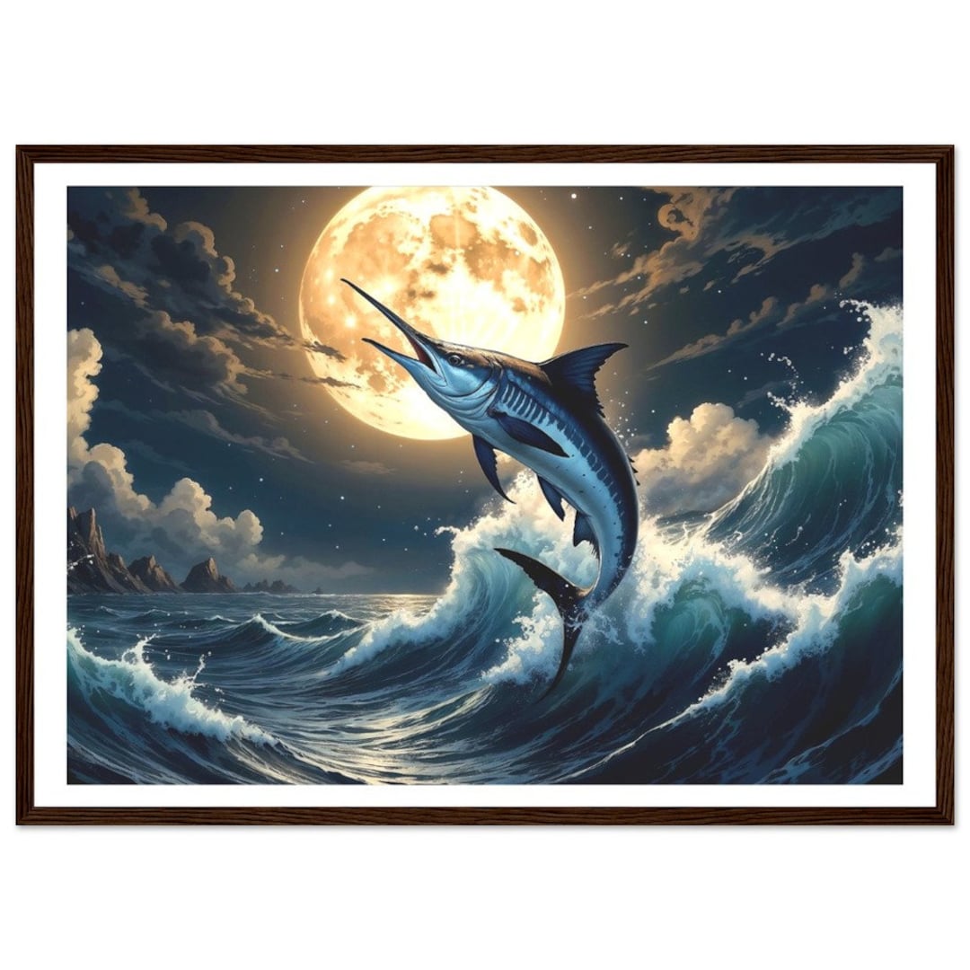 Majestic Marlin Fish Art Decor, Marlin Fish Classic Matte Paper Wooden ...