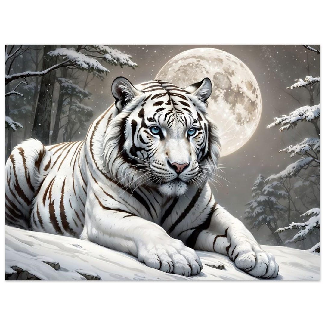 White Tiger Poster, White Tiger Wall Art, White Tiger Premium Matte ...