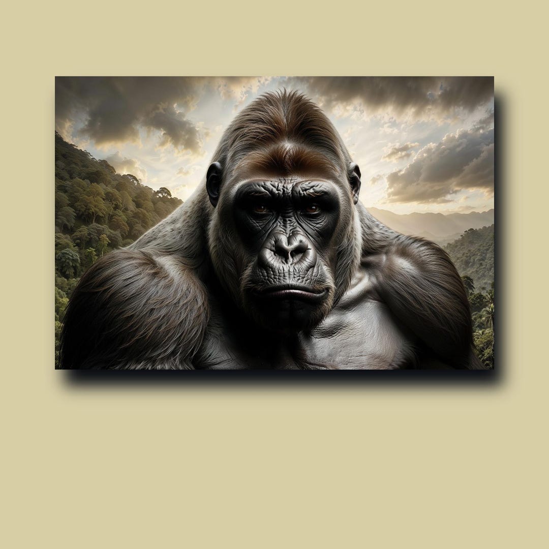 Gorilla Poster Wall Art, Gorilla Wall Decor, Gorilla Look Premium Matte ...