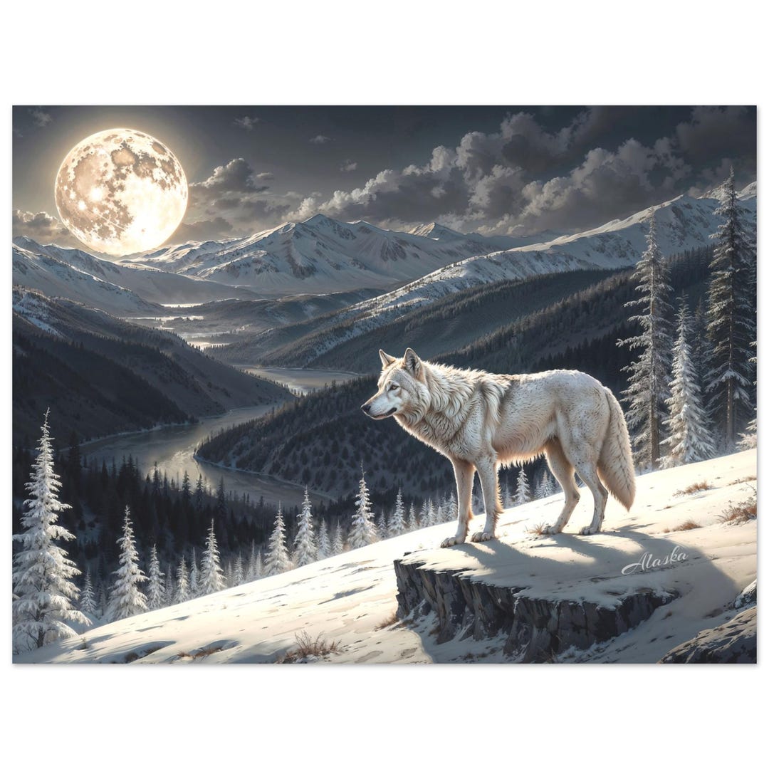Alaska Poster, Alaska Wall Decor, Alaskan Wolf Art, Alaska Premium ...