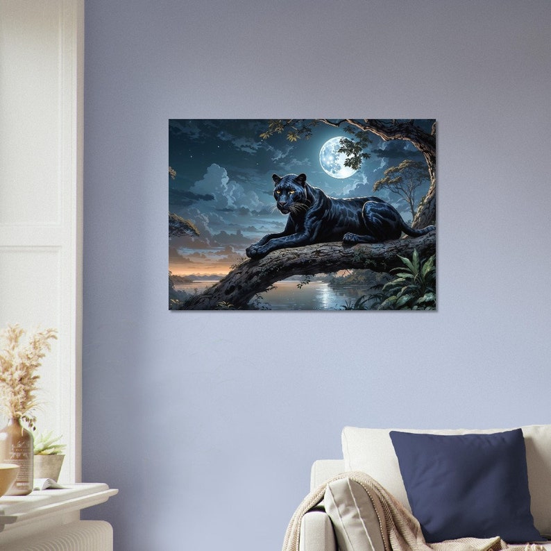 Black Panther Full Moon Art Poster - Etsy