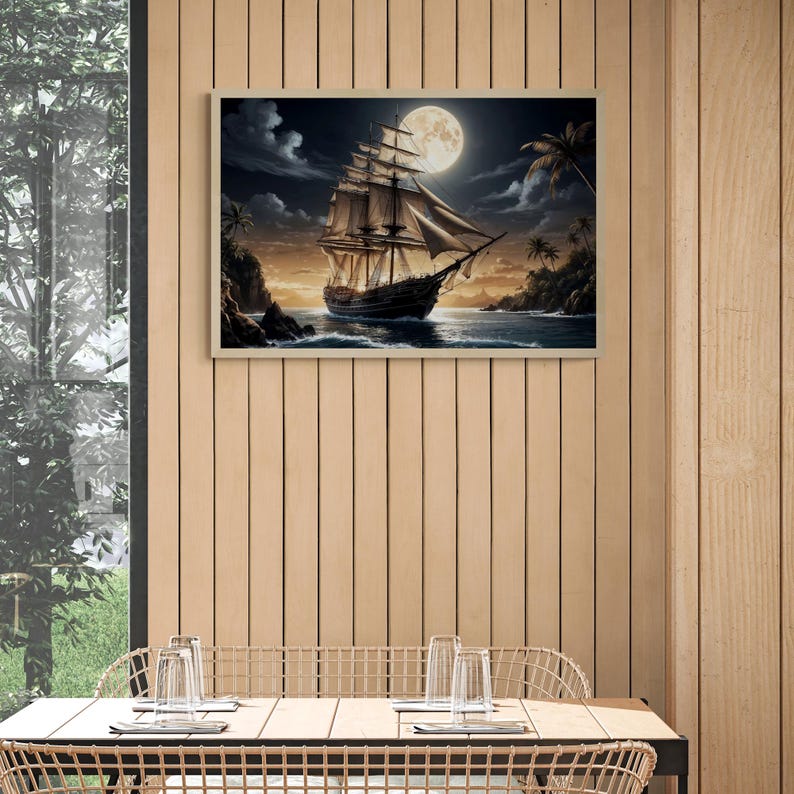 Sailing Ship Poster: Vintage Nautical Wall Art - Etsy