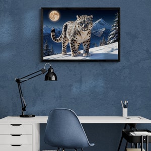 Snow Leopard Poster, Snow Leopard Wall Decor, Leopard Premium Matte ...