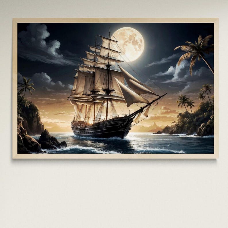 Sailing Ship Poster: Vintage Nautical Wall Art - Etsy