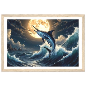 Majestic Marlin Fish Art Decor, Marlin Fish Classic Matte Paper Wooden ...