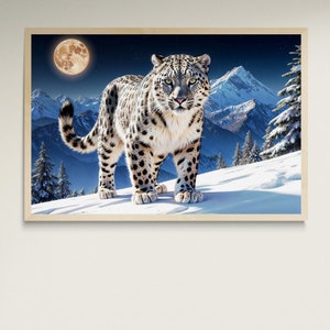 Snow Leopard Poster, Snow Leopard Wall Decor, Leopard Premium Matte ...
