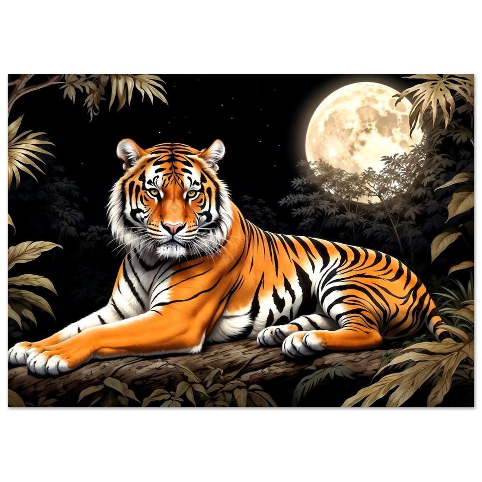 Bengal Tiger Poster, Bengal Tiger Art Decor, Bengal Tiger Premium Matte ...