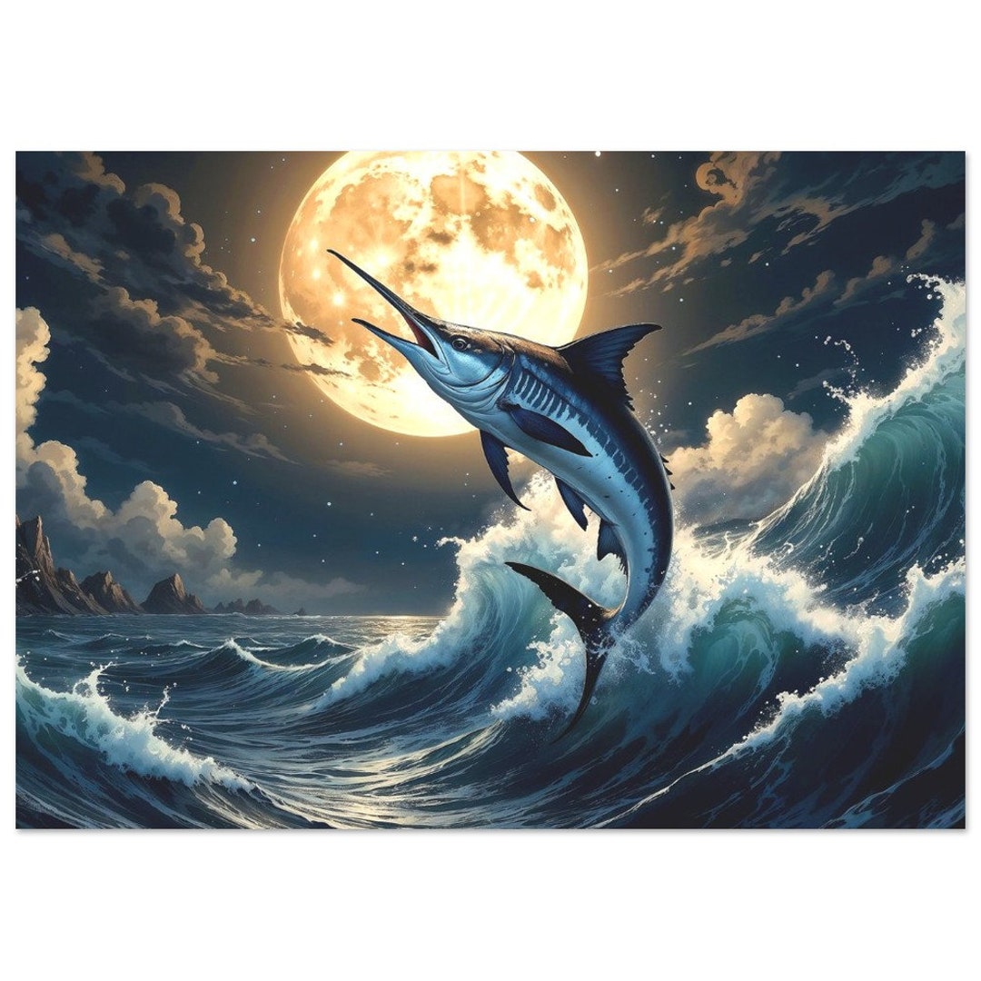 Majestic Marlin Fish Art Decor, Marlin Fish Matte Paper Poster, Marlin ...