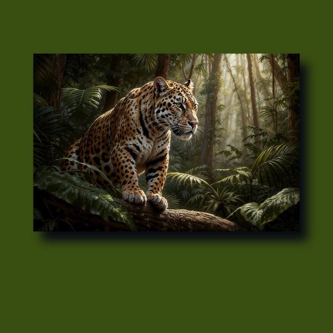 Jaguar in Sunlit Jungle-big Cat Wall Art Print - Etsy