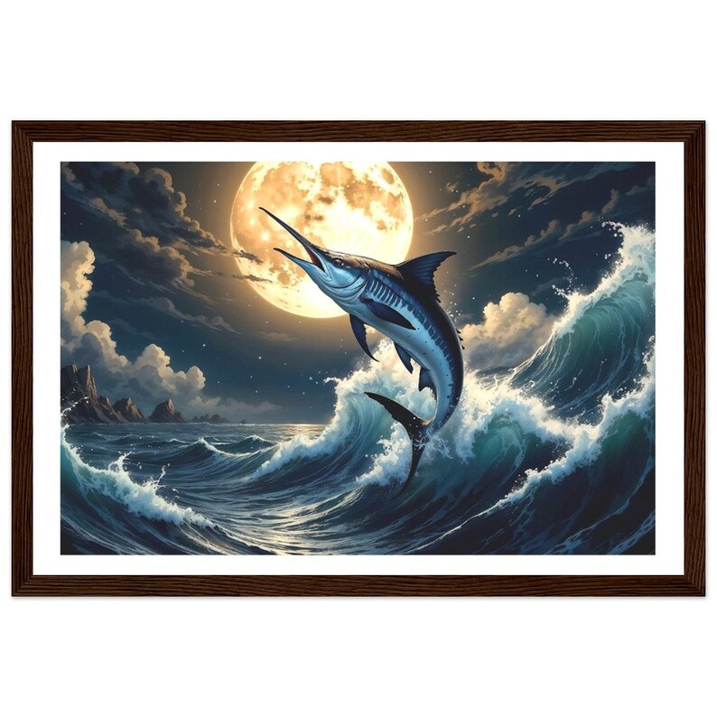 Majestic Marlin Fish Art Decor, Marlin Fish Classic Matte Paper Wooden ...