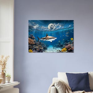 Great Barrier Reef Poster, Great Barrier Reef Tiger Shark Art, Great ...