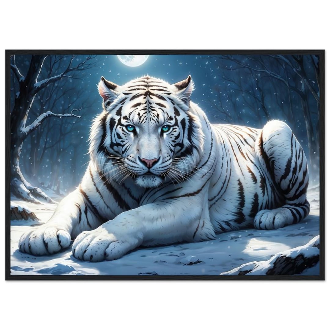 White Tiger Framed Poster, White Tiger Wall Decor, White Tiger Premium ...