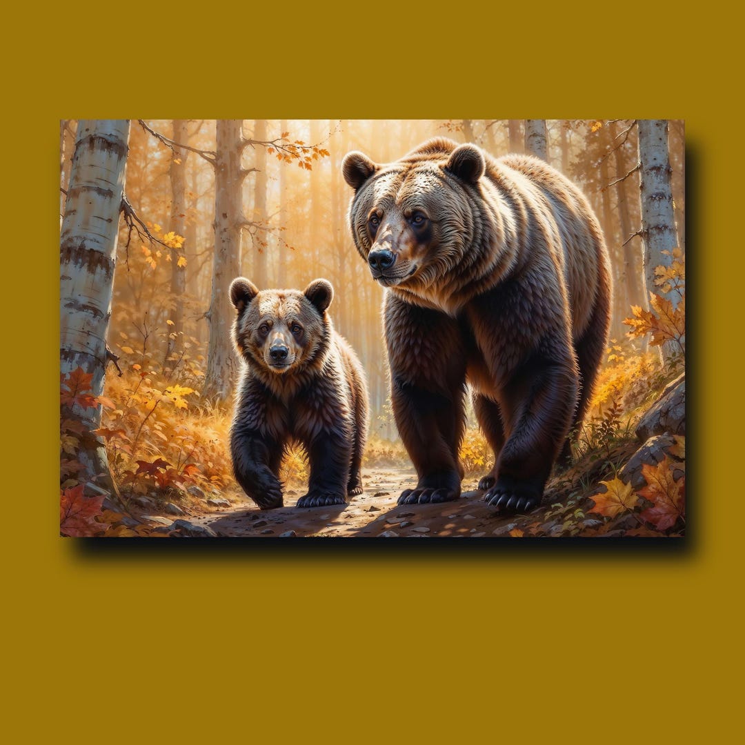 Brown Bear Family Poster - Etsy