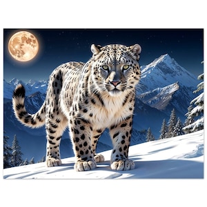 Snow Leopard Poster, Snow Leopard Wall Decor, Leopard Premium Matte ...