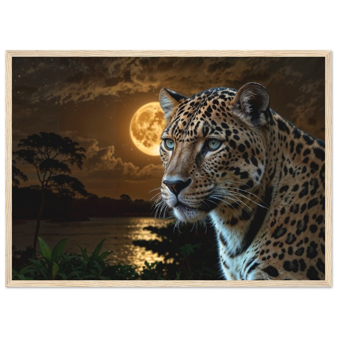 Jaguar Wild Cat Art Decor , Jaguar Classic Matte Paper Wooden Framed ...