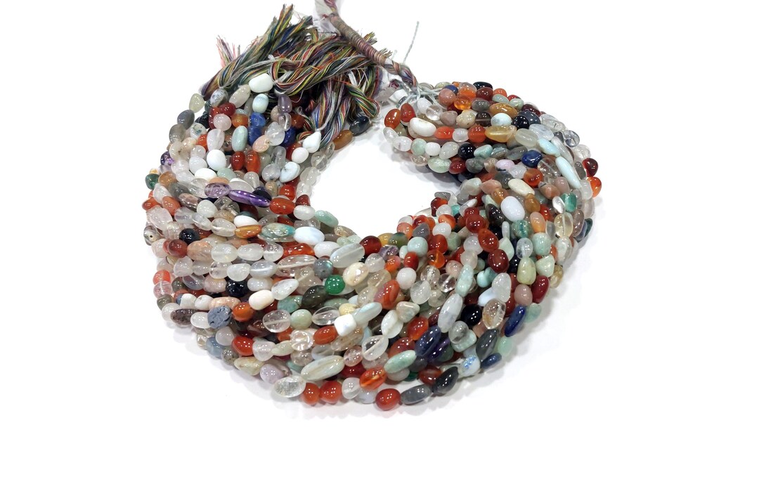 Multi Stone Nuggets Beads Smooth Tumbled Natural Gemstone, 10 Inch ...