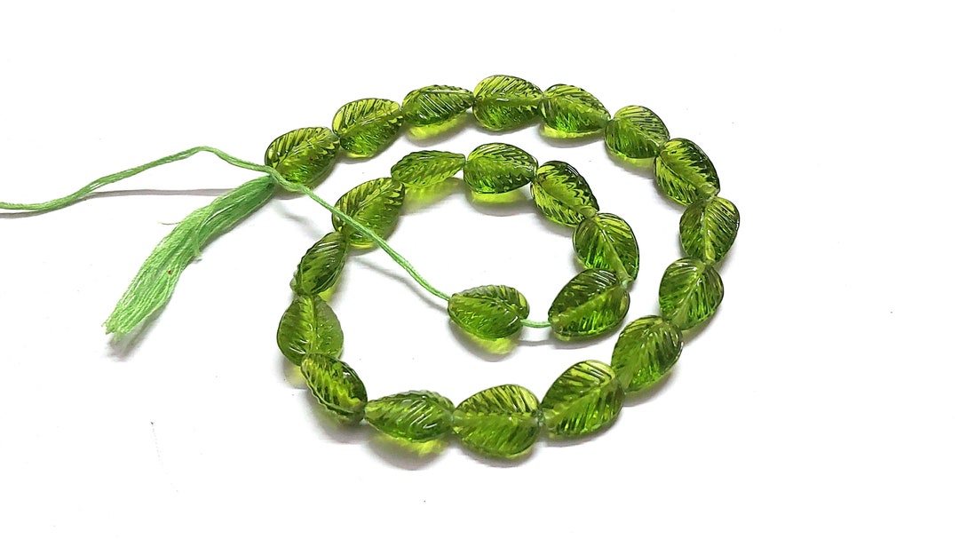 Carved Peridot Color Quartz Leaf Beads 11x14mm, 10" Strand - Etsy