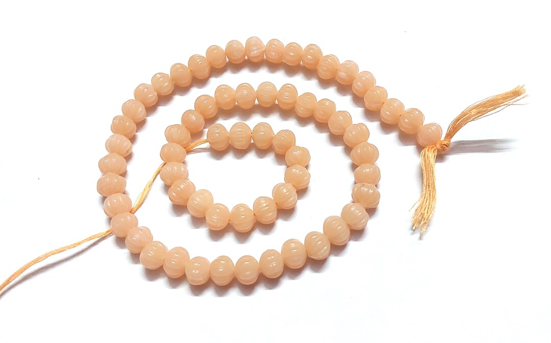 1-5 Strand Peach Color Quartz Muskmelon Pumpkin Watermelon Carved 6-7mm ...
