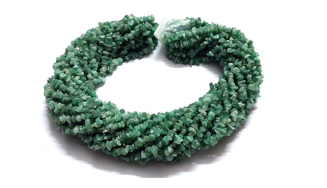 1-5 Strand Natural Emerald Chips Beads, Natural Green Emerald Chips ...