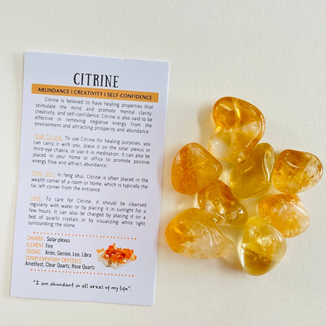 Citrine Tumbled Stone, Tumbled Citrine Crystal, Citrine Gemstone ...