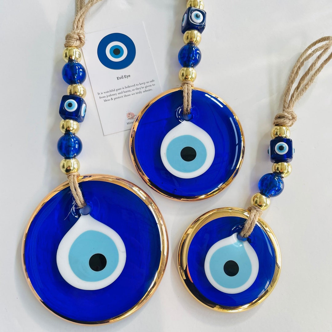 Evil Eye Wall Hanging, Gold Evil Eye Wall Charm, Blue Evil Eye Wall Art ...