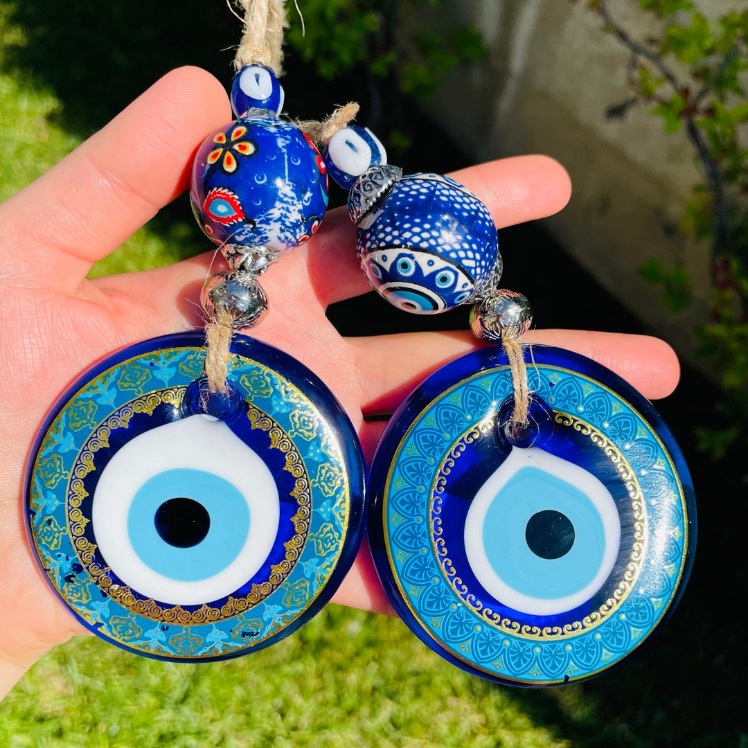 Evil Eye Wall Hanging, Glass Evil Eye Wall Charm, Wall Art, Home Decor ...