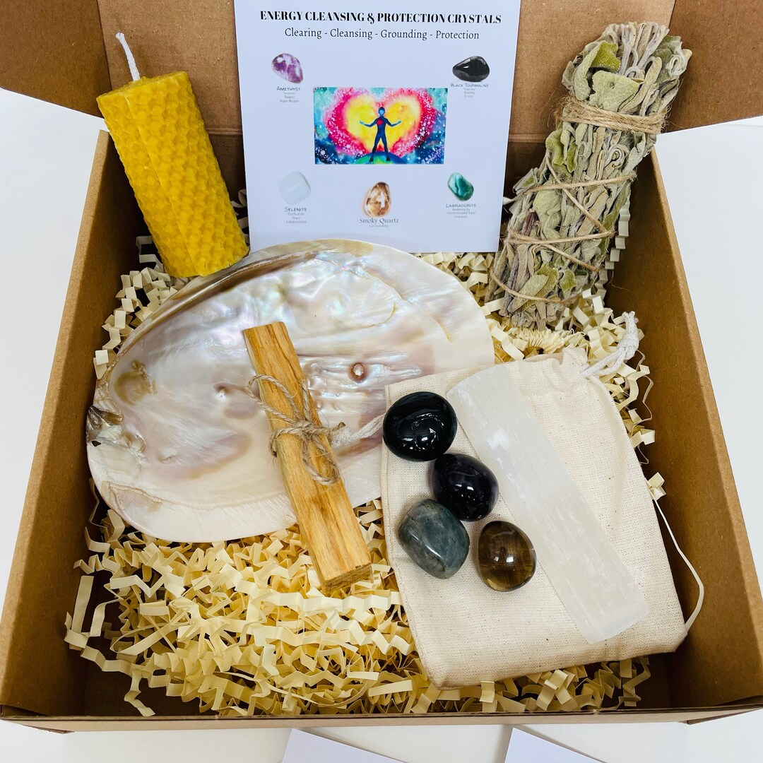 Energy Cleansing Protection Set, Energy Cleansing Crystals Kit, Energy ...