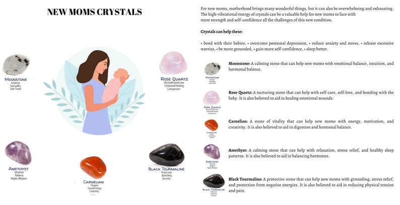 New Mother Crystals, Crystals for New Moms, Healing Crystals Set Kit ...