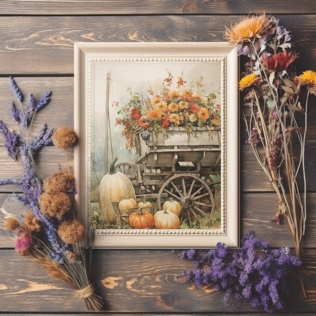 Fall Wall Decor Printable Pumpkin Still Life Painting Rustic Fall Art ...