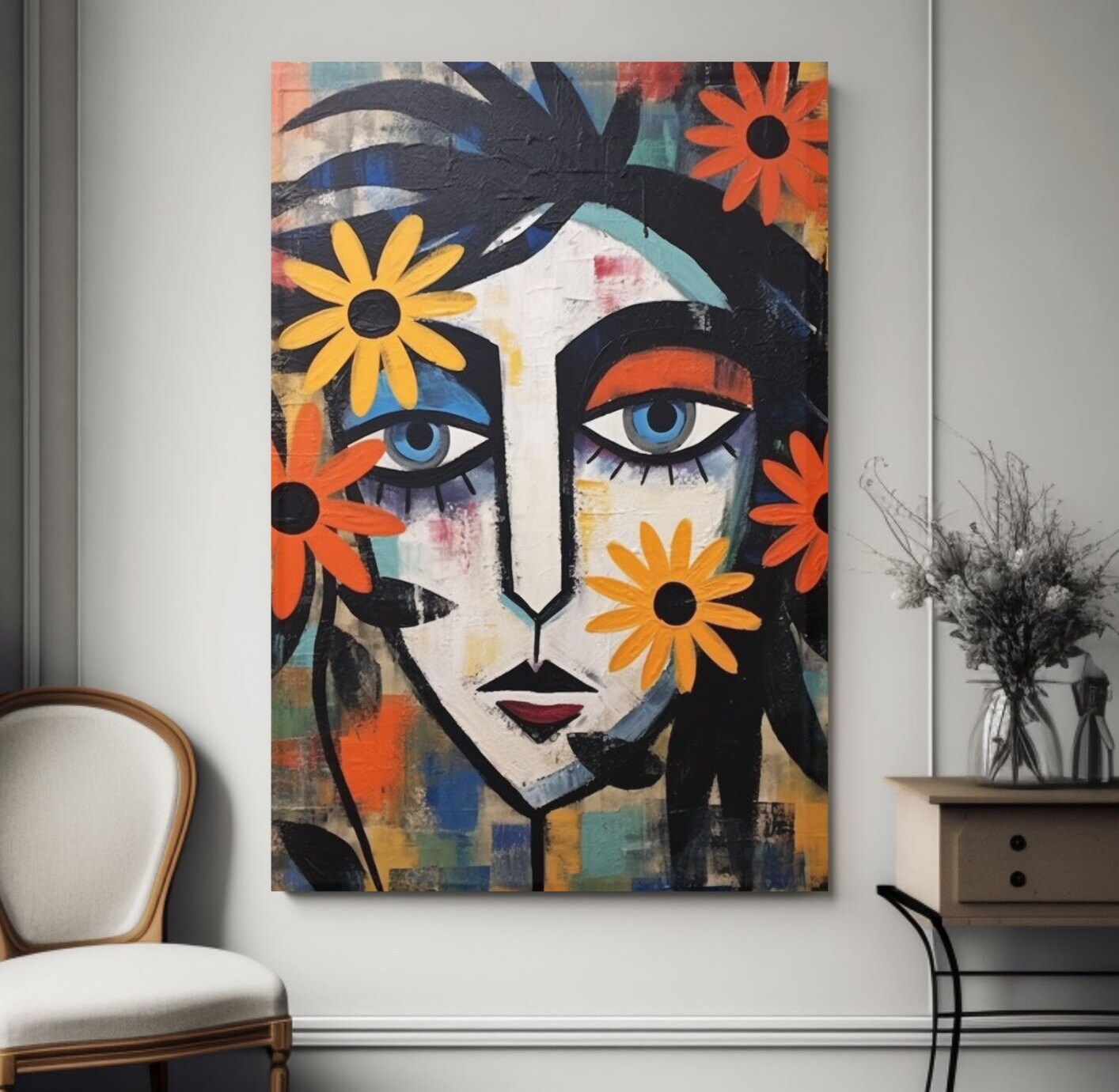 Picasso Exhibition Wall Art Print, Neutral Beige Abstract Vintage ...