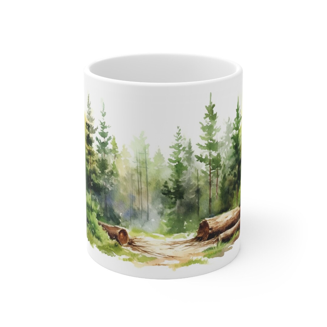 Forest Mug Green Tree Wood Log Biome Nature Wilderness Gift for Parent ...
