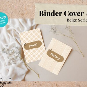 Binder Covers A4 Beige Editable in Canva - Etsy