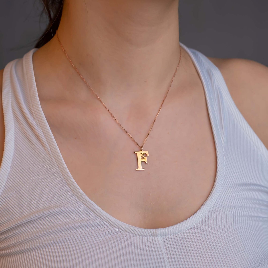 Two Letter Necklace, Personalized Letter Necklace, Double Initials ...