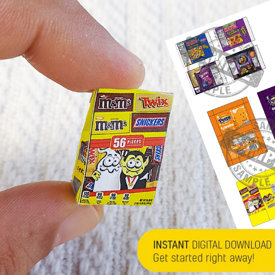 12 Style Mini Halloween Snack Template Printable Miniature Food Box ...