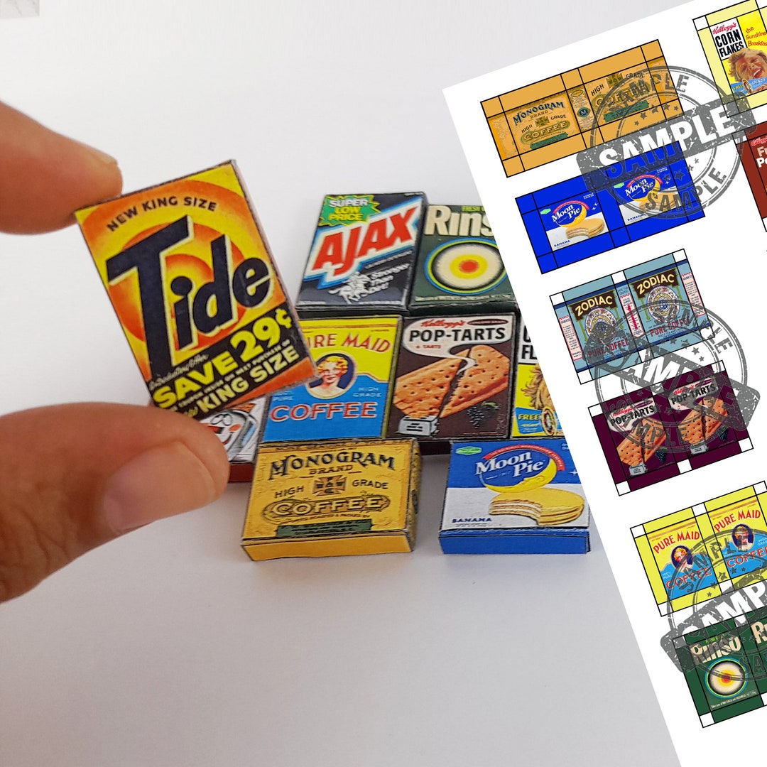 12 Style Miniature Vintage Groceries PRINTABLE File DOWNLOAD - 1/12 ...