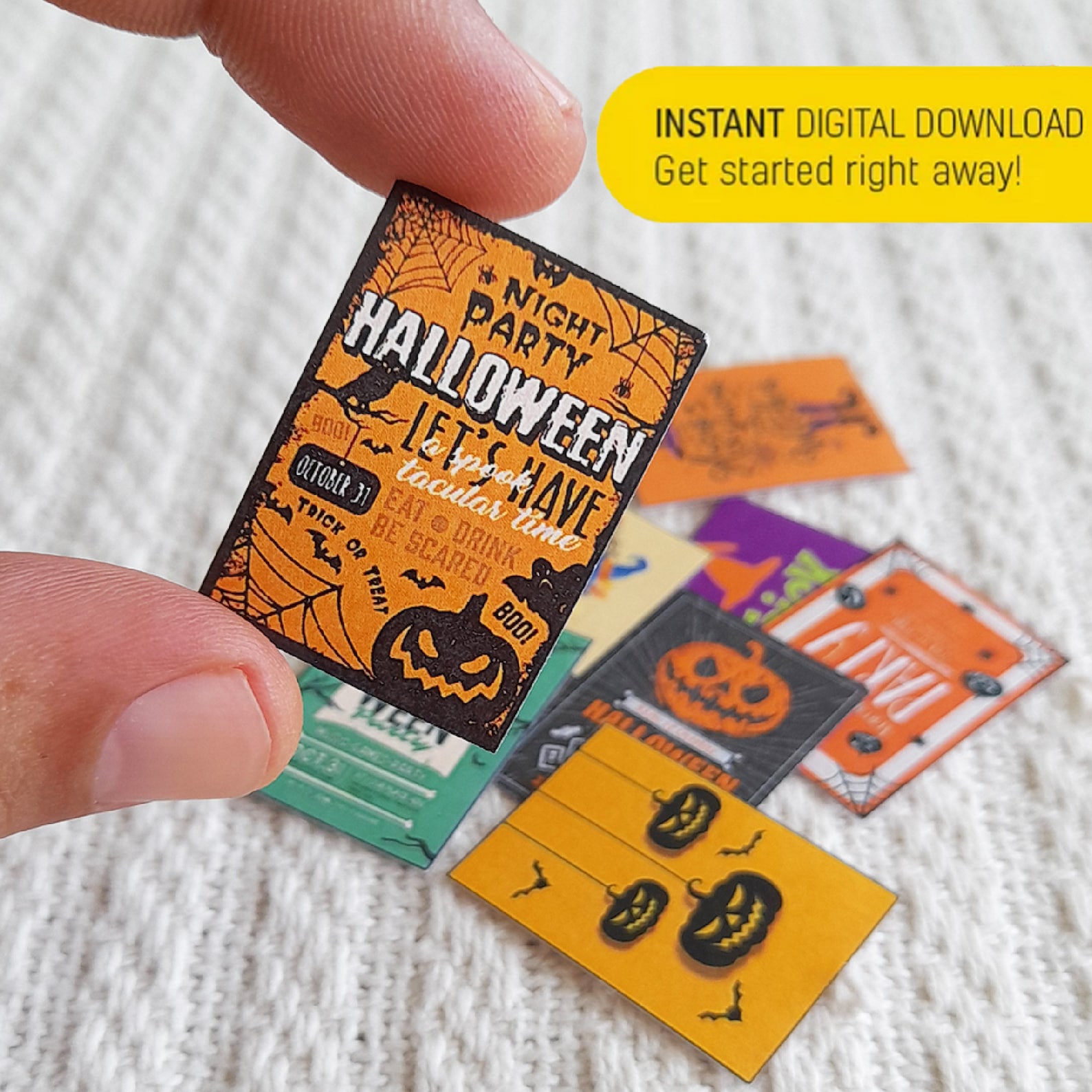 8 Different Miniature Halloween Party & Decor Posters Miniature Posters ...