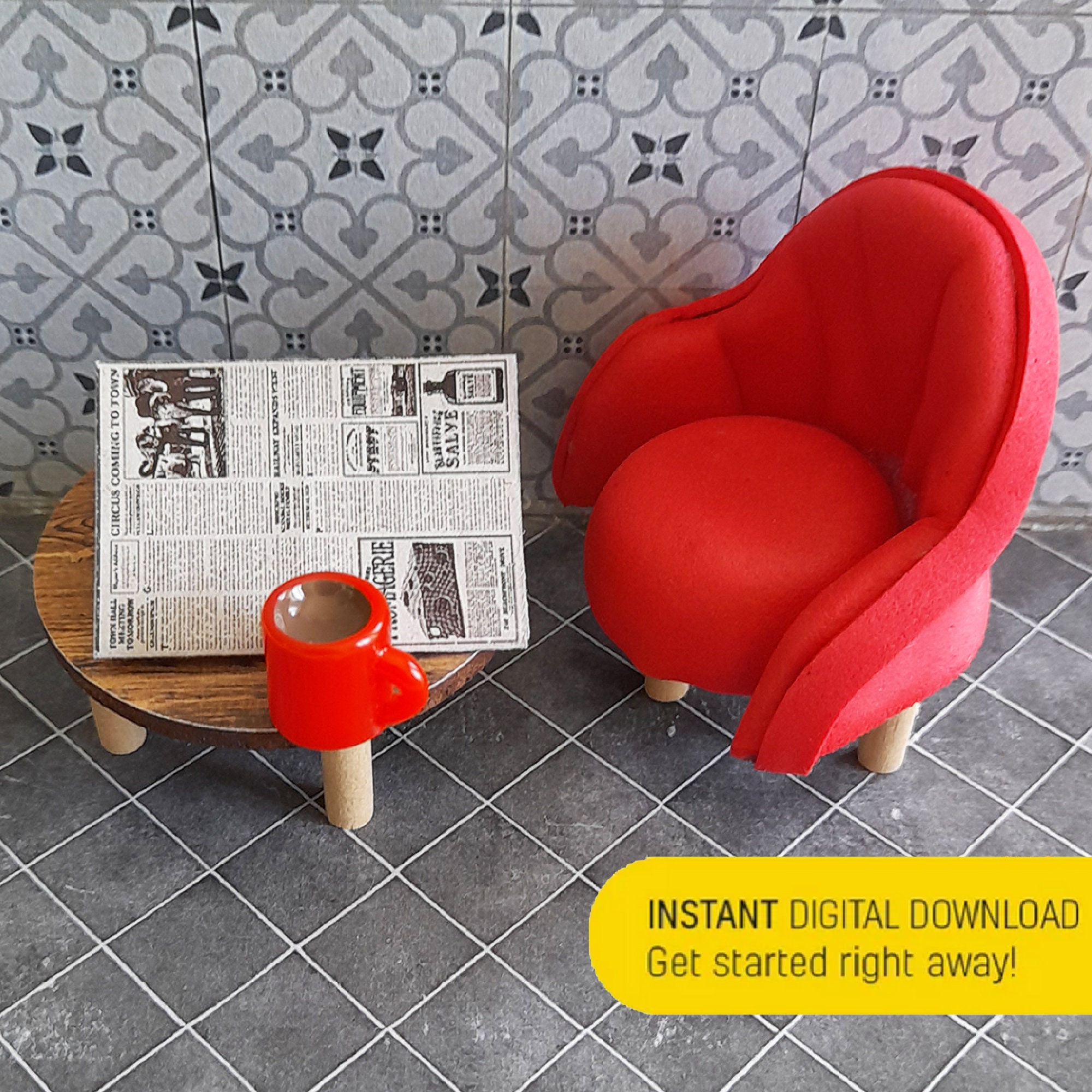 Miniature Newspaper Template Printable Miniatures for Dollhouse Digital ...