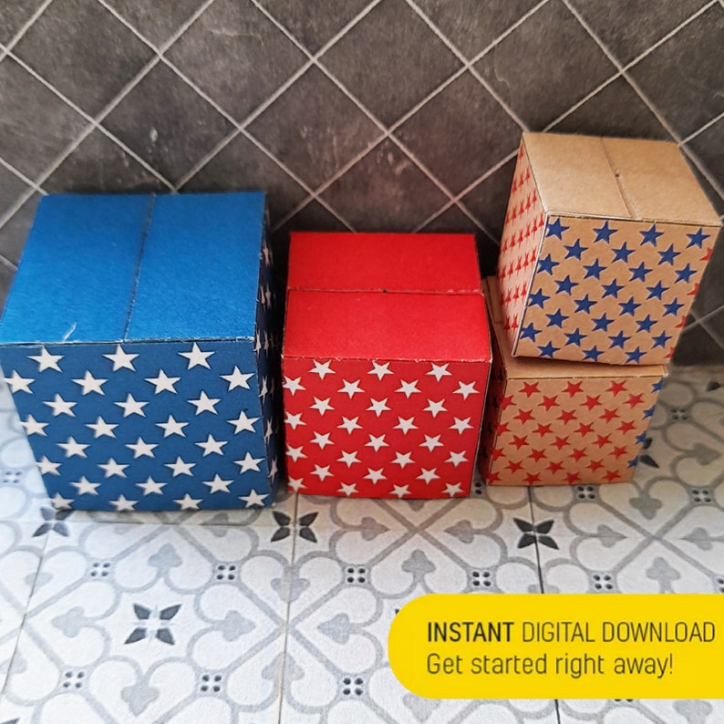 4 Style Mini Box Template, Colored Cargo Template BOX DIGITAL DOWNLOAD ...
